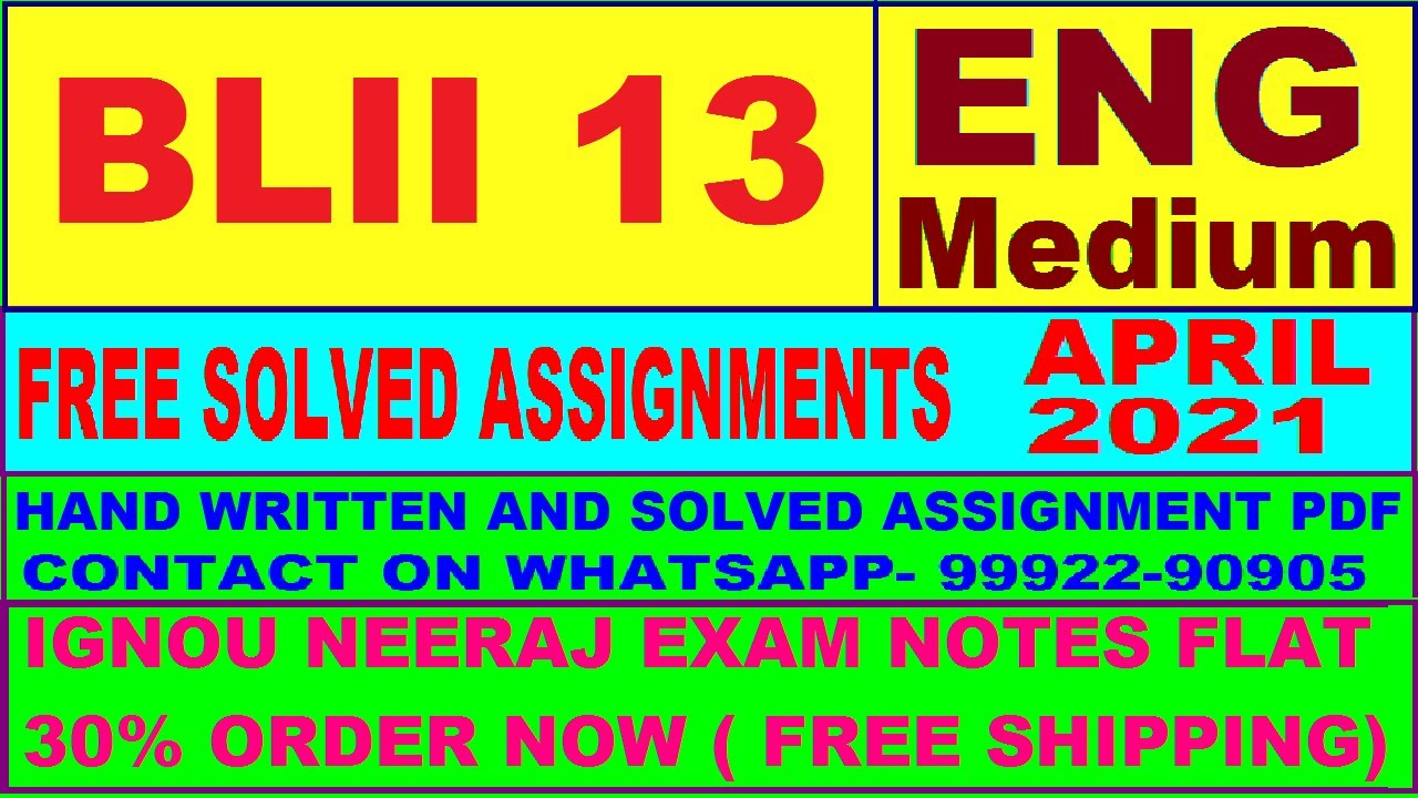 BLII 13 in English solved assignment 2021 / Handwritten assignment pdf ...