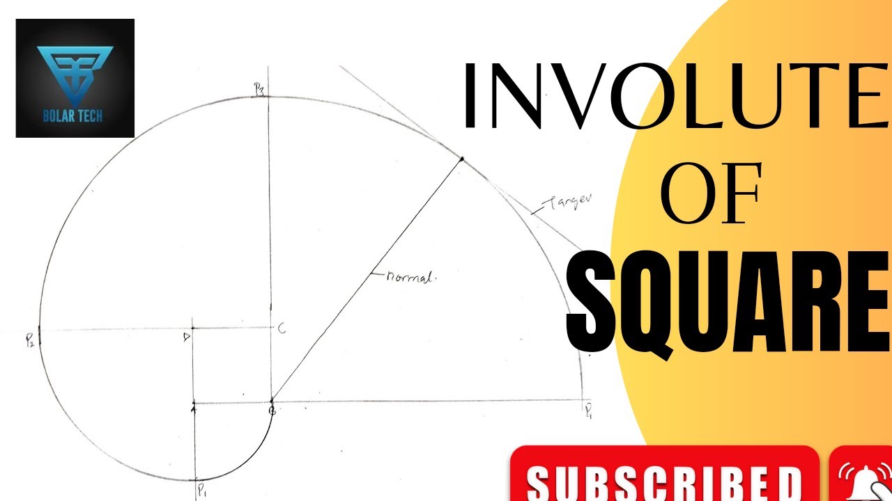 Draw an INVOLUTE OF A SQUARE with tangent in engineering drawing - YouTube