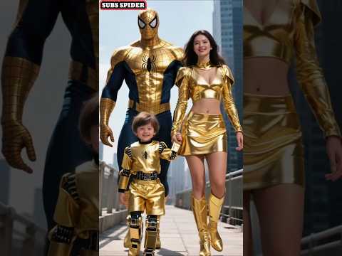 Spiderman And Hulk With Thier Family Costum Gold \