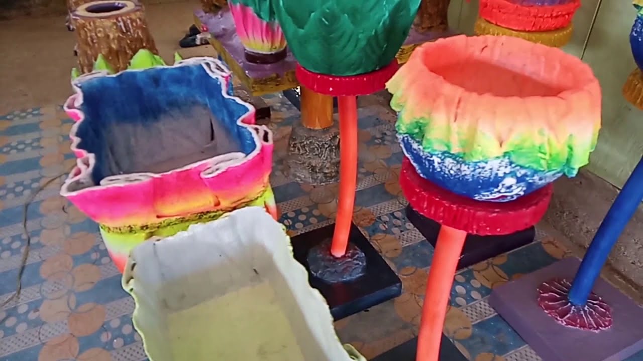 Pot bunga cantik dan Kolam ikan mini - YouTube