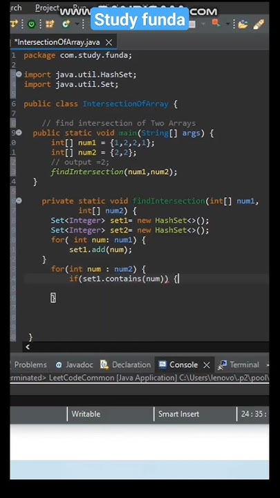 Exploring The Intersection Of Two Arrays Java Programming Tutorial 