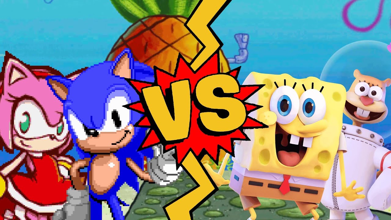 M.U.G.E.N. Battles | Sonic/Amy Rose vs SpongeBob/Sandy Cheeks - YouTube