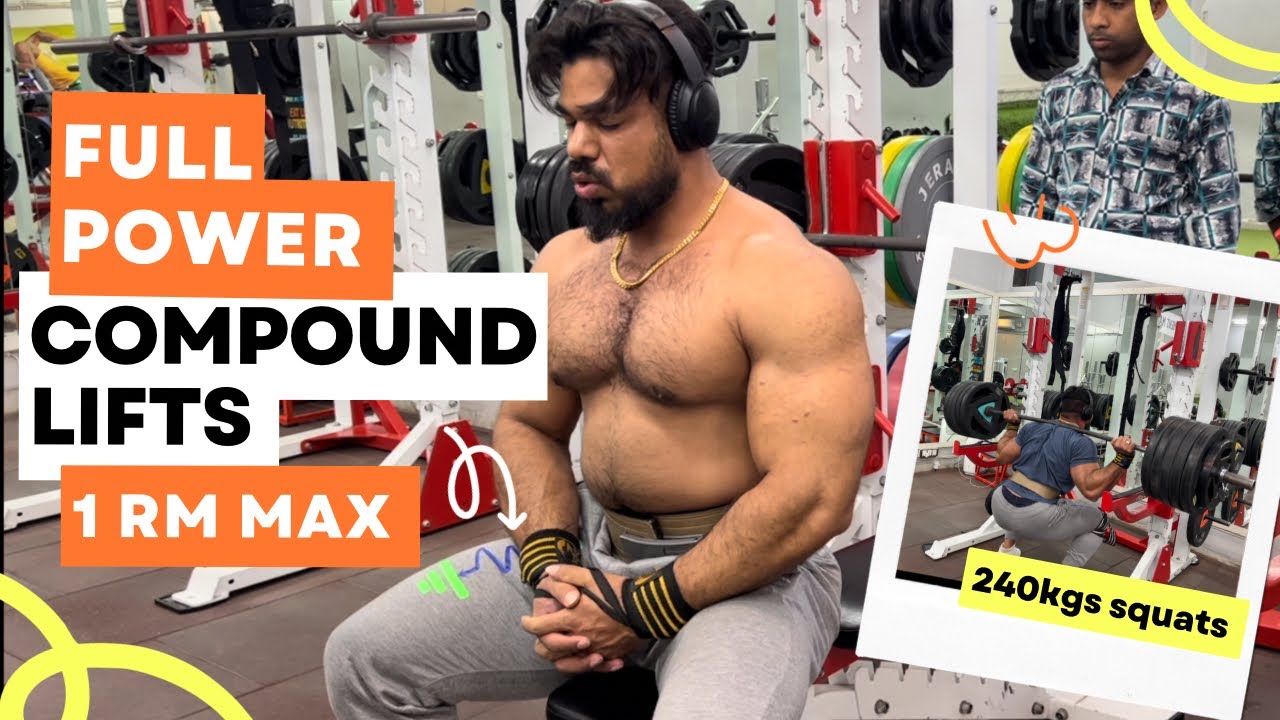 Full power compound lifts 240kg squat , 180kg benchpress130kg pushpress ...