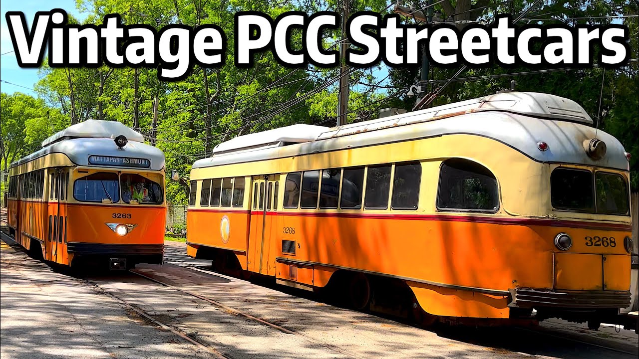⁴ᴷ⁶⁰ Vintage 1940s PCC Streetcars on Boston's Ashmont-Mattapan Line ...