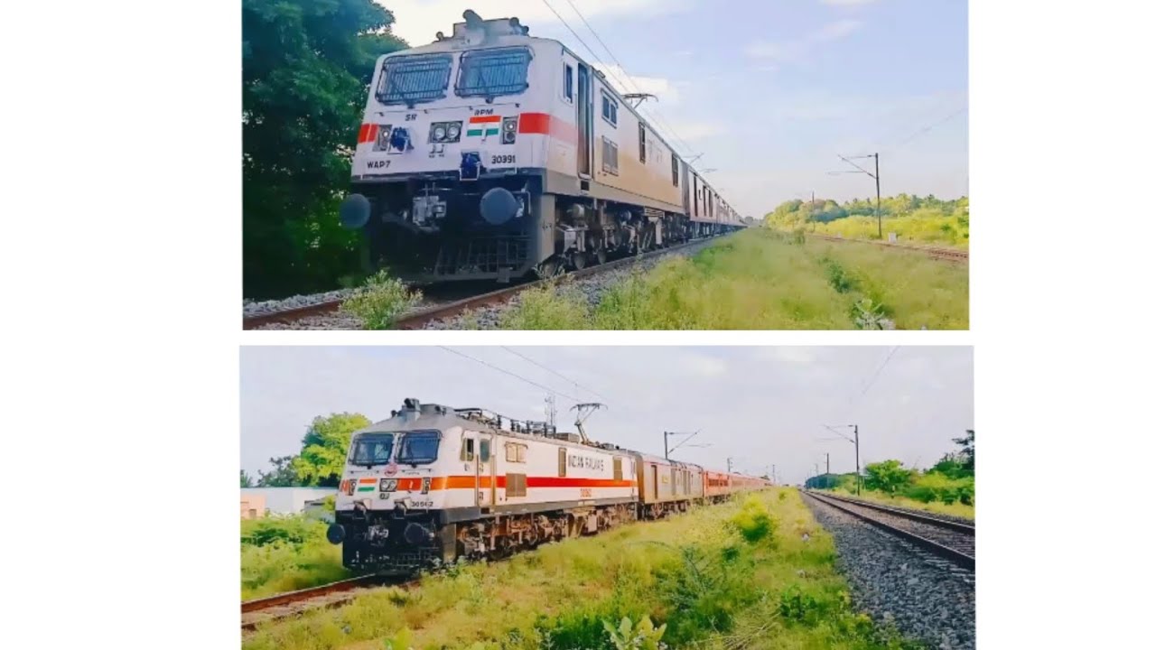 12636 VAIGAI SUPERFAST EXPRESS passing 22623 MAHAL SUPERFAST EXPRESS ...