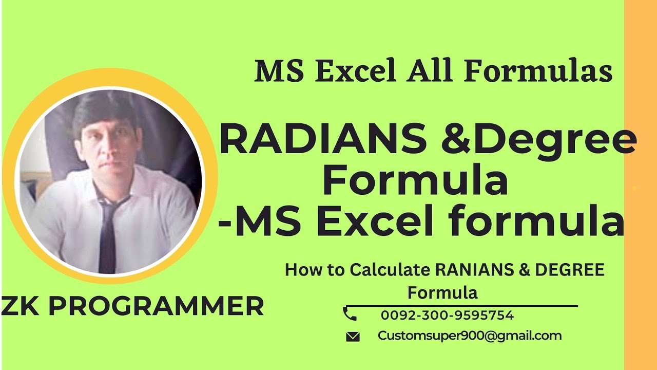 How to Calculate RADIANS and DEGREE in MS Excel - YouTube