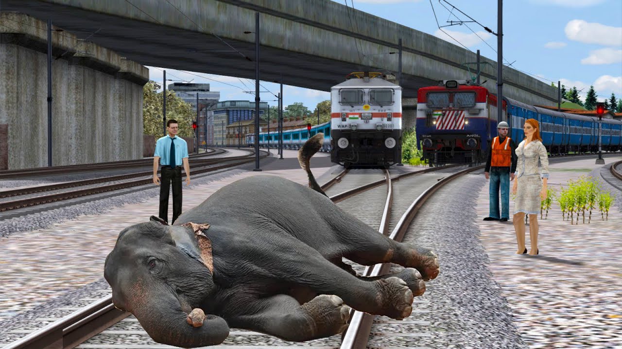 Angry Elephant vs Two Train VS Man | Stops the Train at Dangerous ...