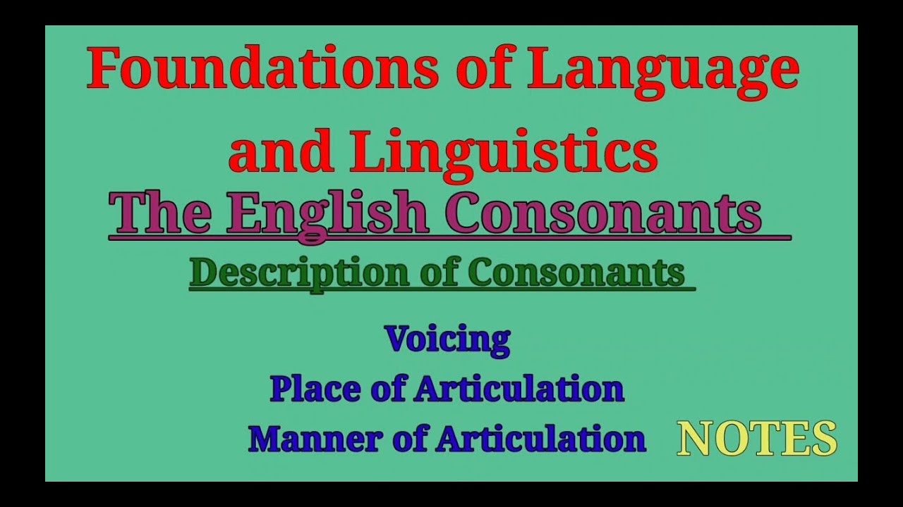 Description of English Consonants-Voicing and The Place of Articulation ...