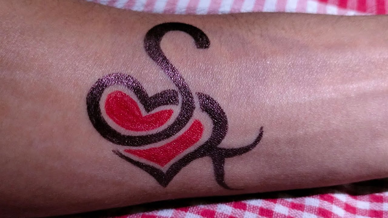 Combining Initials S and K with a Heart Tattoo Design || s ️k letter ...
