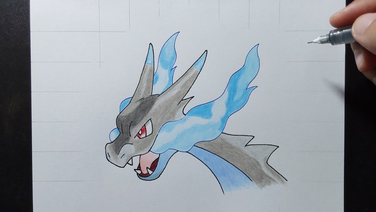 How to draw Mega Charizard X - YouTube