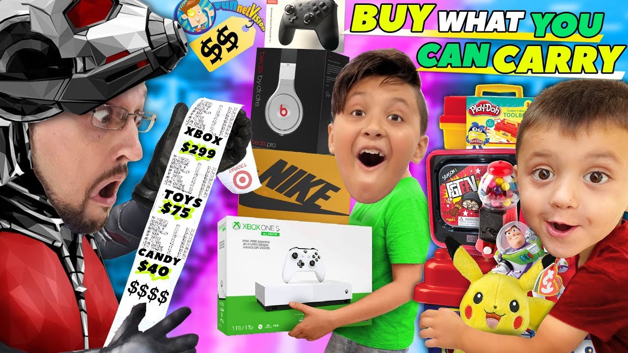 I'LL BUY WHAT YOU CAN CARRY CHALLENGE! Ant-Man Style! (FV Family ...