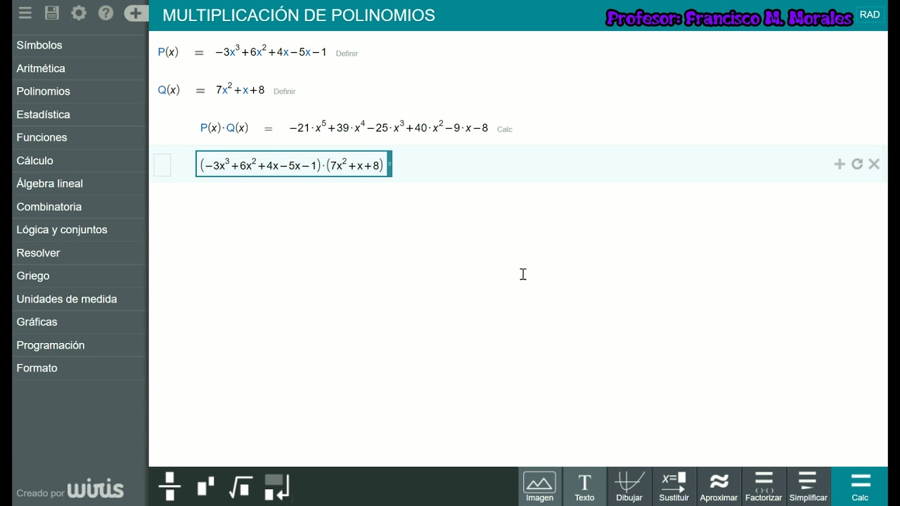 MULTIPLICACIÓN DE POLINOMIOS CON WIRIS - YouTube