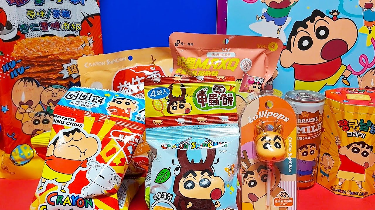 CRAYON SHIN-CHAN Junk Food, Snacks Collection, Unboxing ASMR, Food ASMR ...