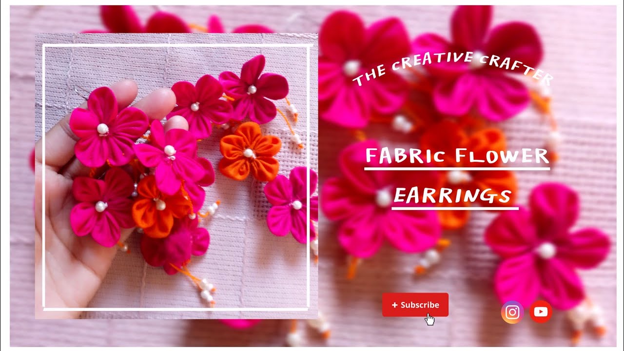Fabric Flower Earrings Making At Home || Handmade Jewellery || thecreativecrafter - YouTube