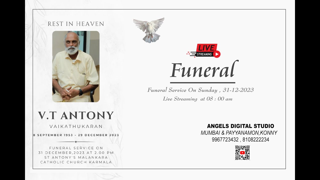 V. T. Anotony, Vaikathukaran - Funeral Service Live - YouTube