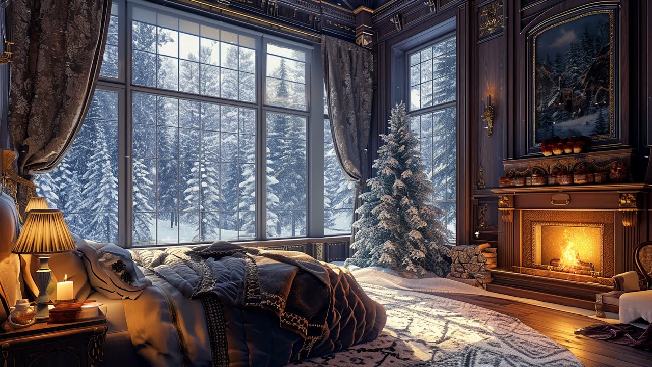 Snowy Night Fireplace ASMR: Embracing Winter's Cozy Atmosphere for Easy ...