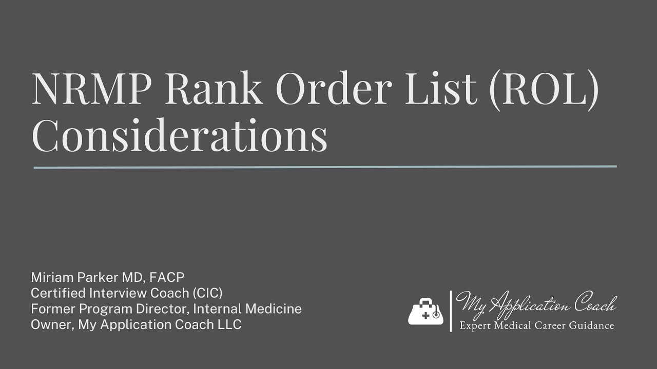 Rank Order List Considerations 2025 - YouTube