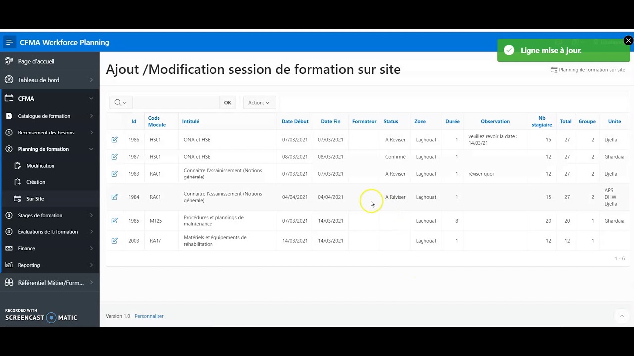 4/ Création et suivi planning de formation "sur site" - YouTube