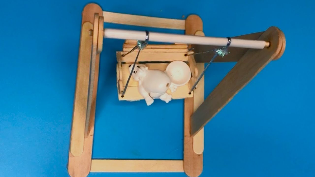How to make a Popsicle Stick Swing | DIY miniature Swing making at Home ...