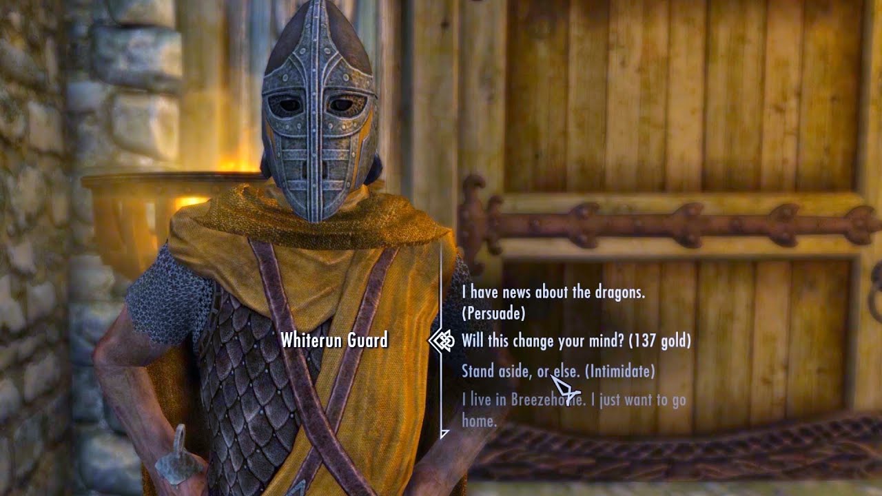 Intimidating Whiterun Guard with Maximum Speech Skill. Skyrim ...