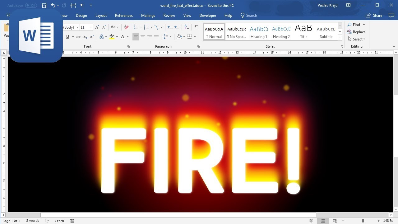WORD: 🔥 Fire Text Effect - YouTube