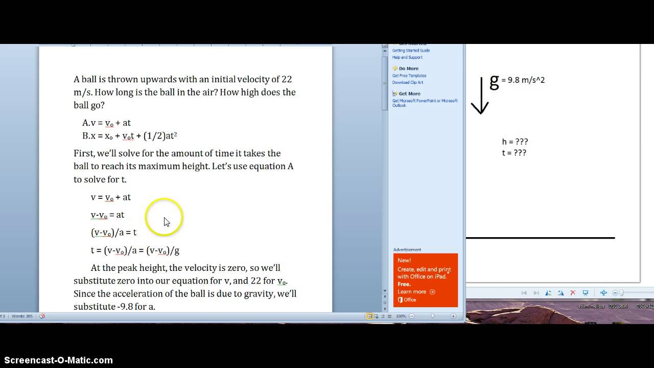 Physics: Height of a Projectile - YouTube
