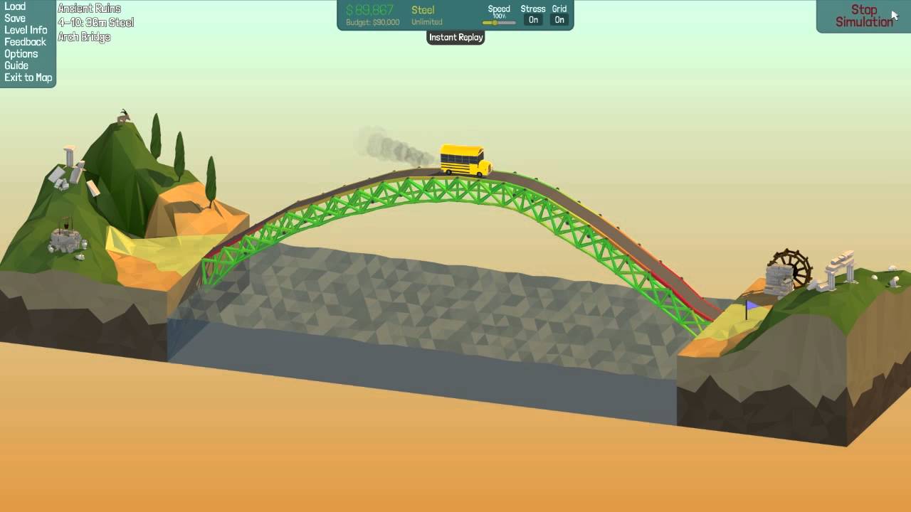 Poly Bridge: 4-10 36m Steel Arch Bridge - YouTube