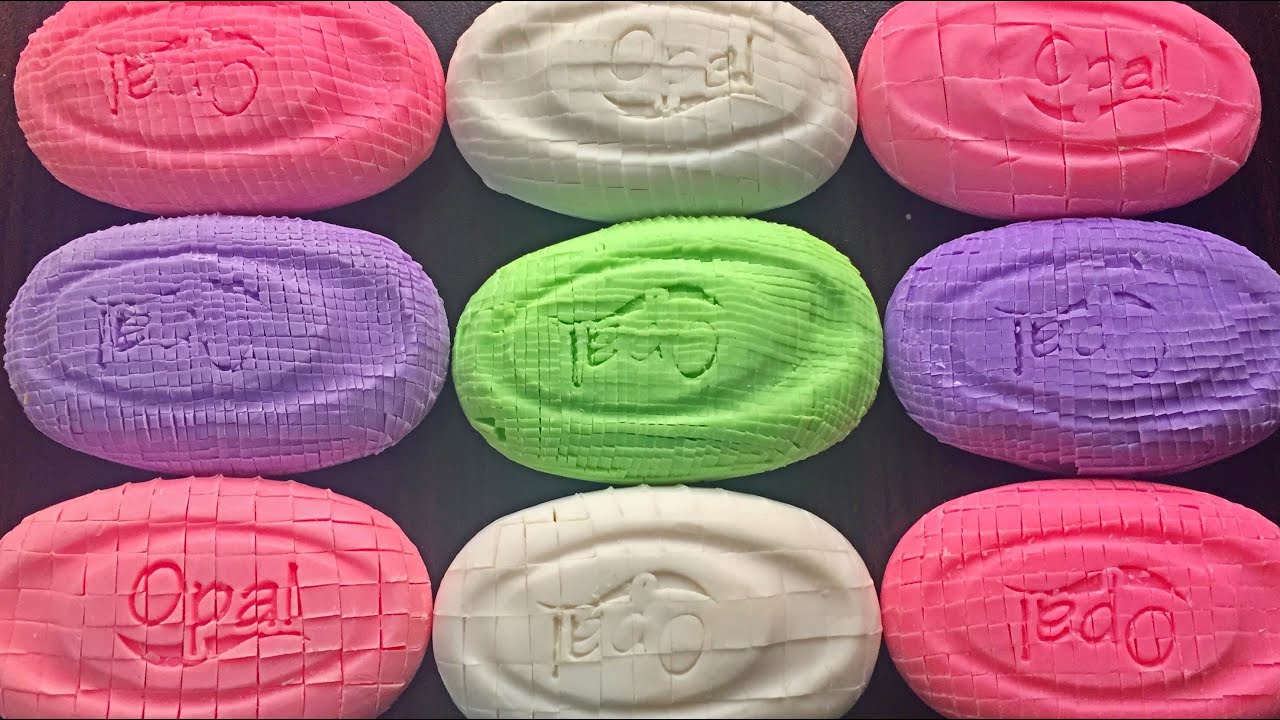 ASMR soap. colorful all size cubes on opal soaps.Soap Cutting ...