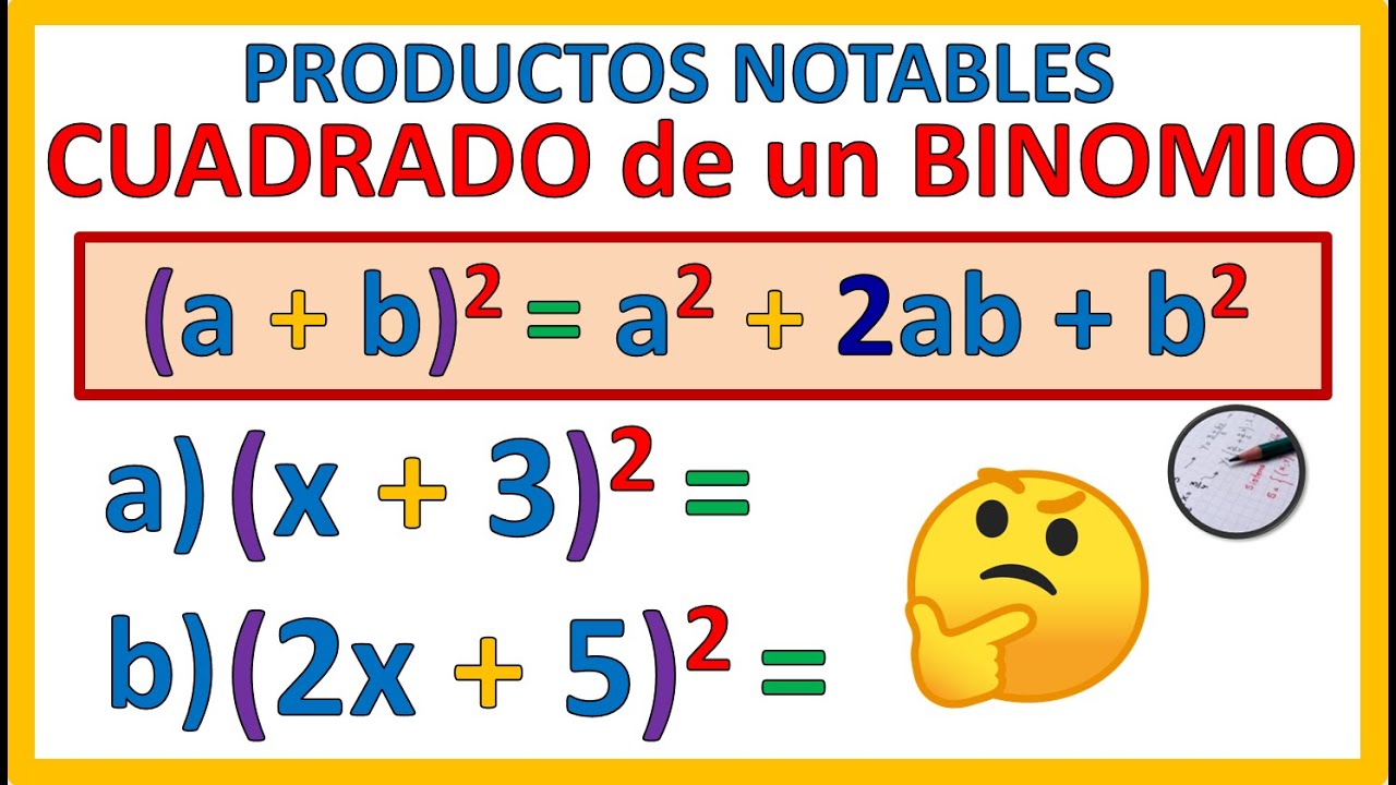 CUADRADO de un BINOMIO con SUMA | PRODUCTOS NOTABLES - YouTube