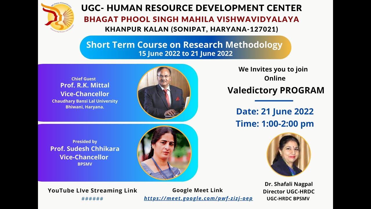 Valedictory| STC - Research Methodology | Chief Guest - Prof. R.K ...