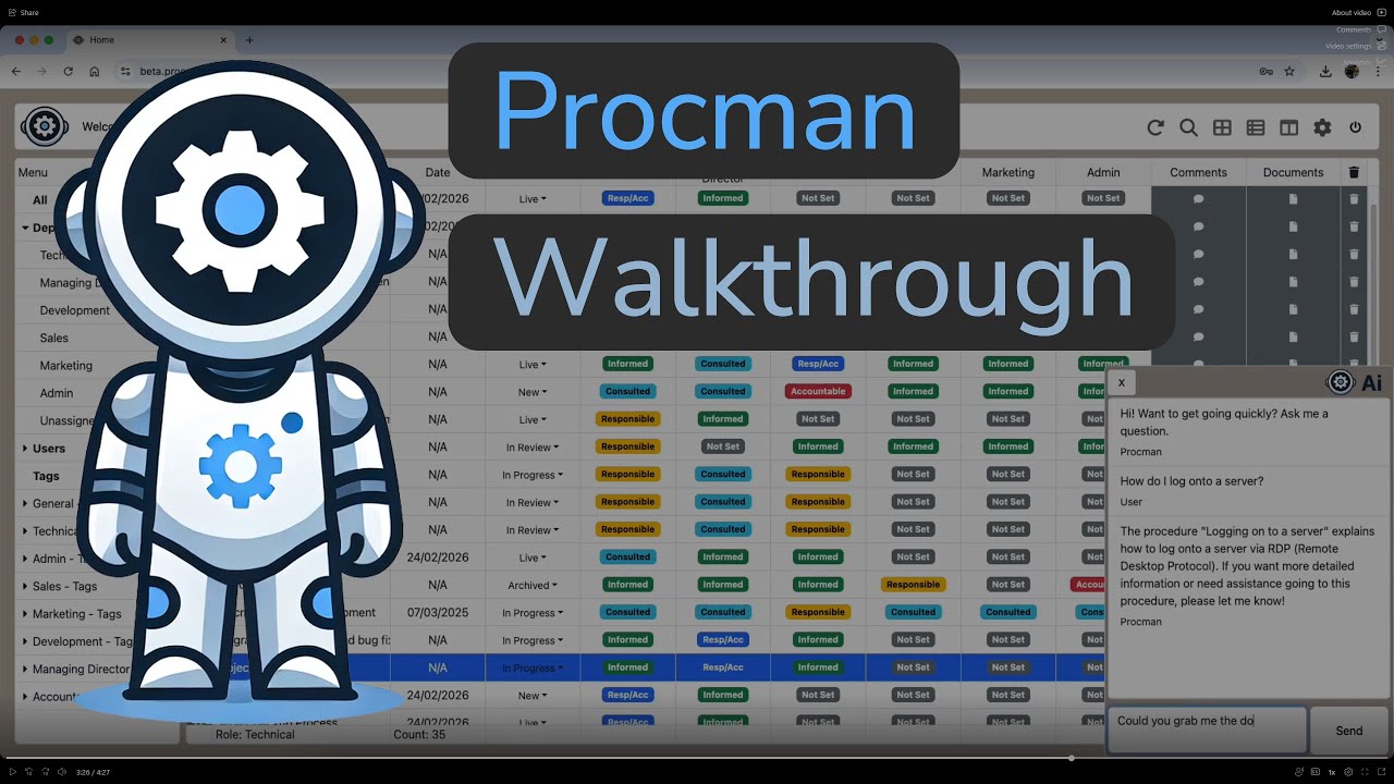 Procman Walkthrough - RACI powered SOP Management Software - YouTube