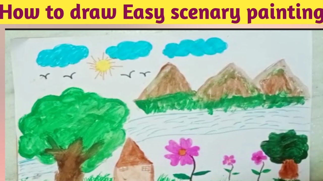 How to draw simple scenary|| Easy painting|| Fun painting with Lea ...