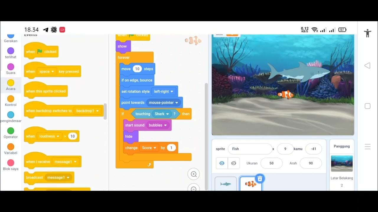 TUTORIAL membuat game hungry shark dari scratch di android - YouTube