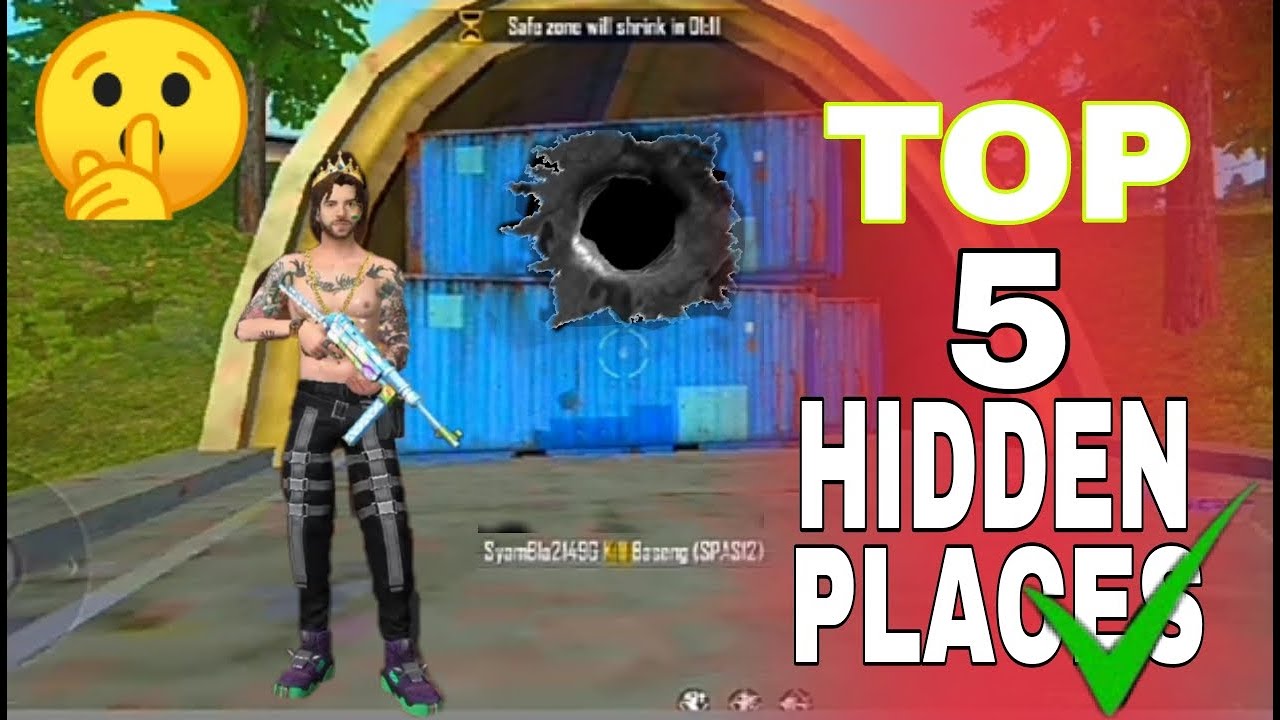 TOP 5 SECRET HIDING PLACES IN FREE FIRE 2021 || TOP 5 HIDING PLACES ...