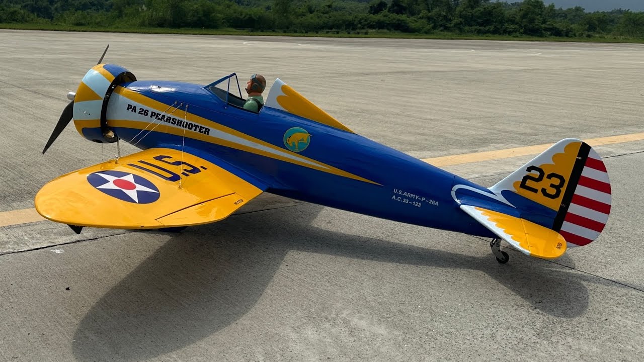 P-26 Peashooter maiden flight UMS Radial Engine - YouTube