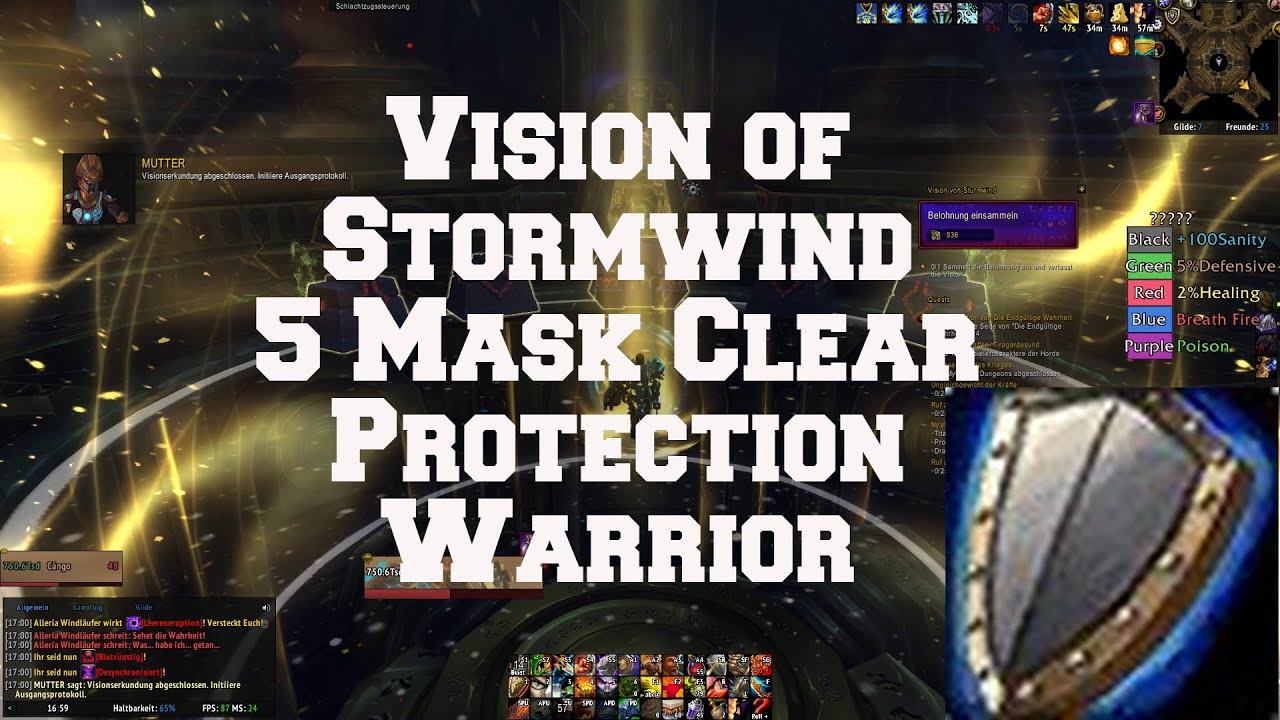 Prot Warrior 5 Mask Clear Run Vision of Stormwind - YouTube