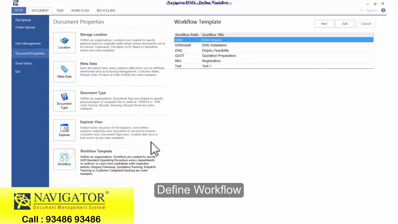 012 Navigator-DMS : Define Workflow Templates - YouTube