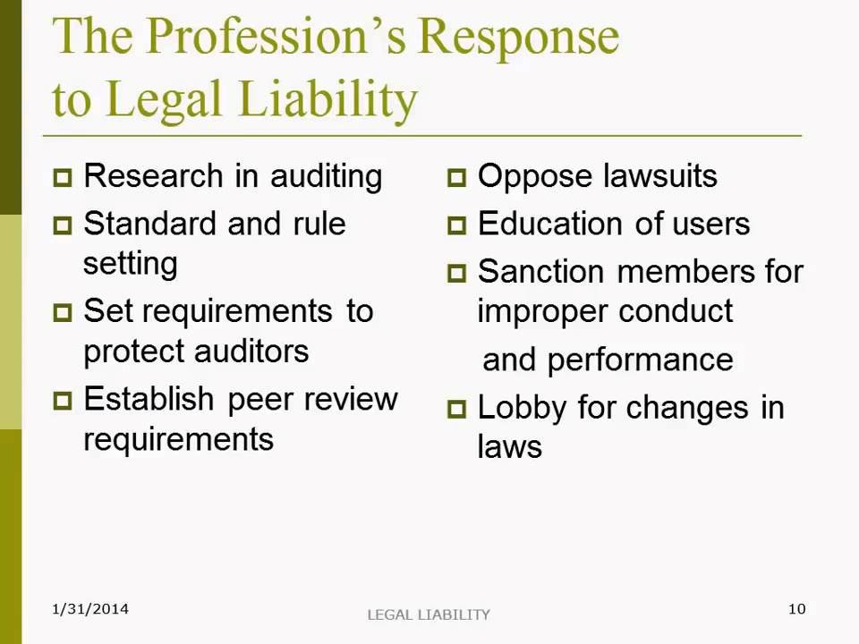 The Auditing Profession's Response to Legal Liability - YouTube