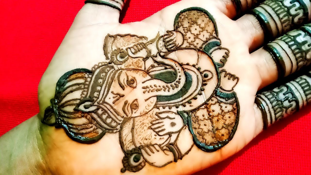 Ganesh Chaturthi Special Mehandi Design 😍 How to draw simple Ganesha in ...