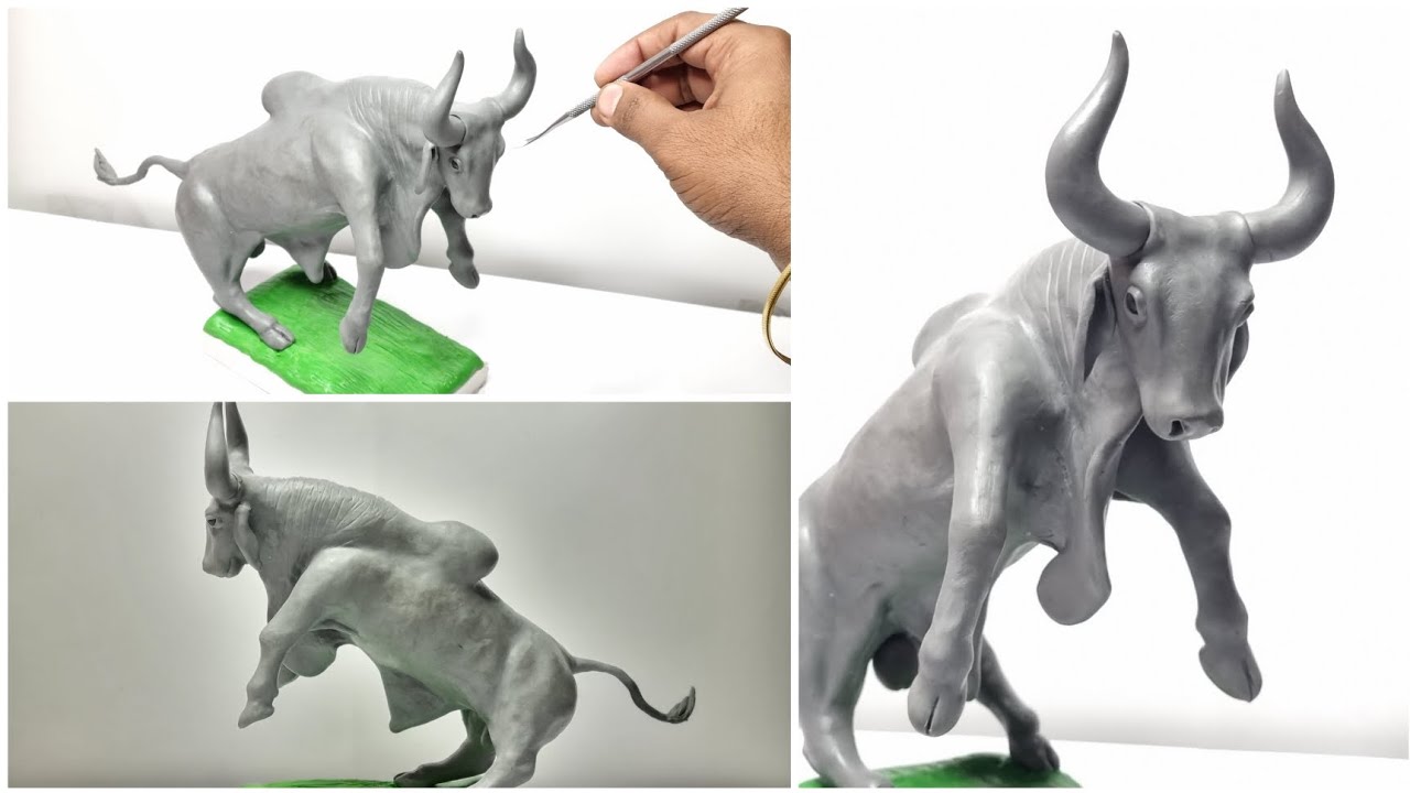 Clay Sculpting : Clay Bull sculpture making with clay | Clay Cow | Clay ...