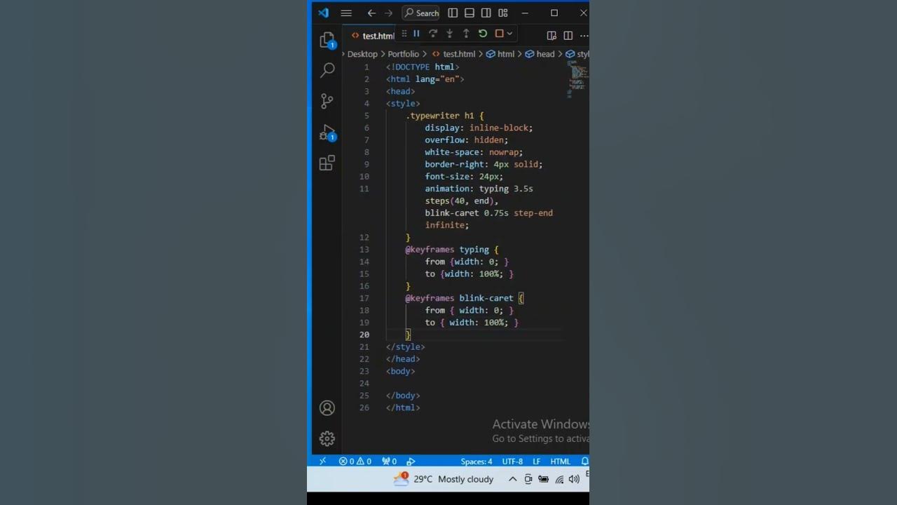 How To Make Typewriter Effect Using Html And Css Code With Om Youtube