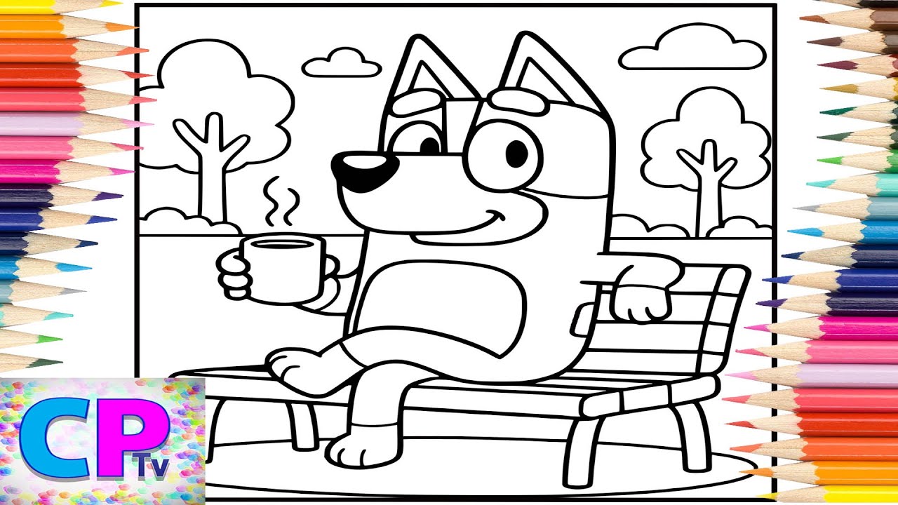 Bluey Spends Time Having Coffee/Drawing of Bluey/Color Therapy/Creative ...