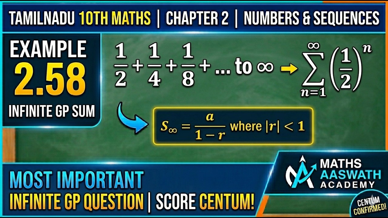 TN 10th Maths Example 2.58 | Numbers & Sequences | Infinite GP Sum ...
