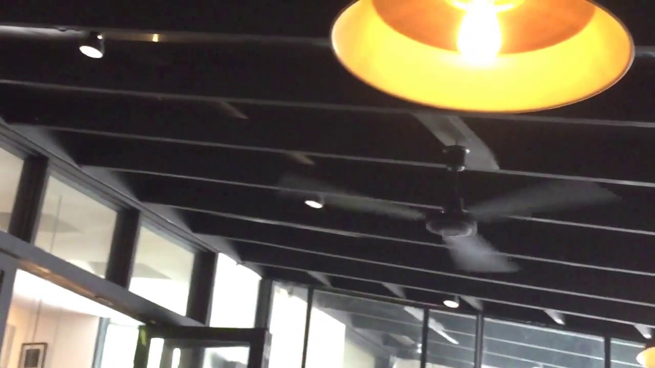 Industrial/commercial duty ceiling fans in a restaurant (UPDATE) - YouTube