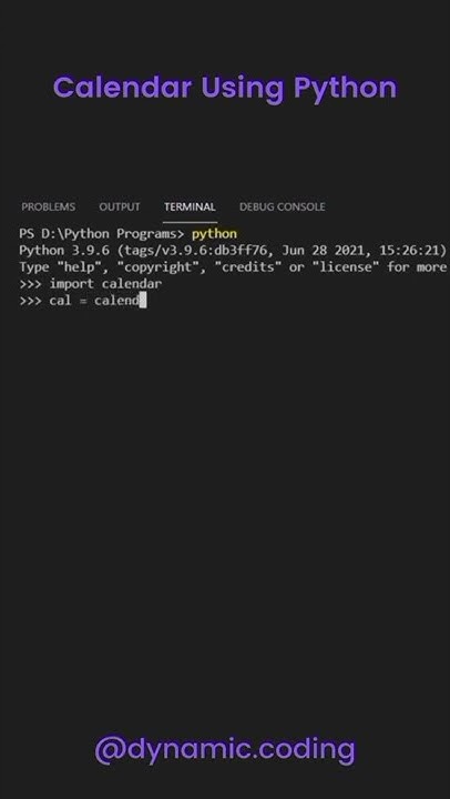 create calendar using Python calendar module. - YouTube