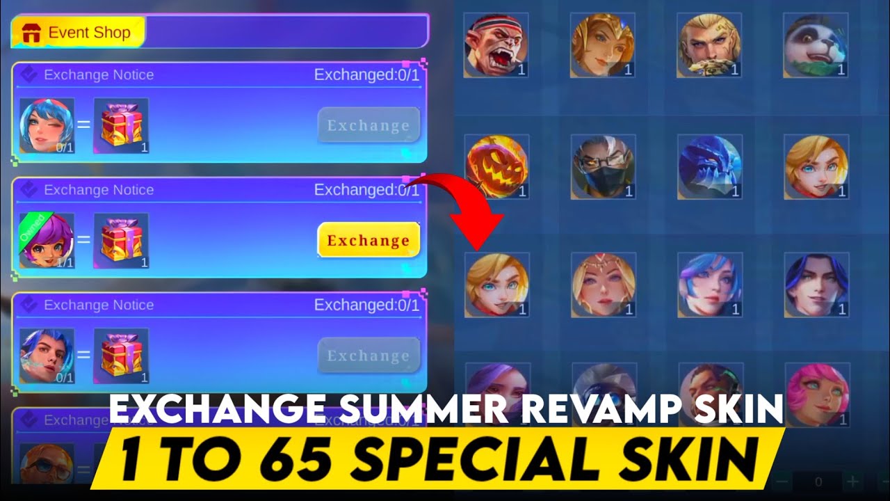 EXCHANGE SUMMER SKIN TO 1 - 65 SPECIAL SKIN OR 749 VALUE DIAMOND - YouTube