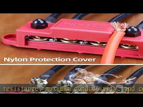 MOFEEZ Power Distribution Block Bus Bar, 4 x 5/16" Posts, 6 x #8 Screws Terminals, Max 48V 250A ...