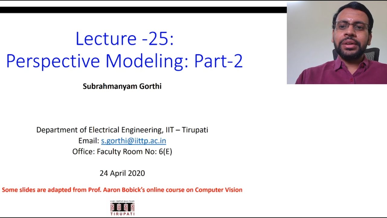 Computer Vision Lecture-5: Modeling of Perspective Projection - YouTube