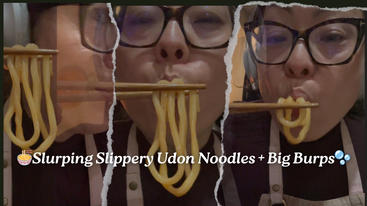 Eating Slippery Udon Noodles + Big Burps #mukbang #youtube #burps # ...