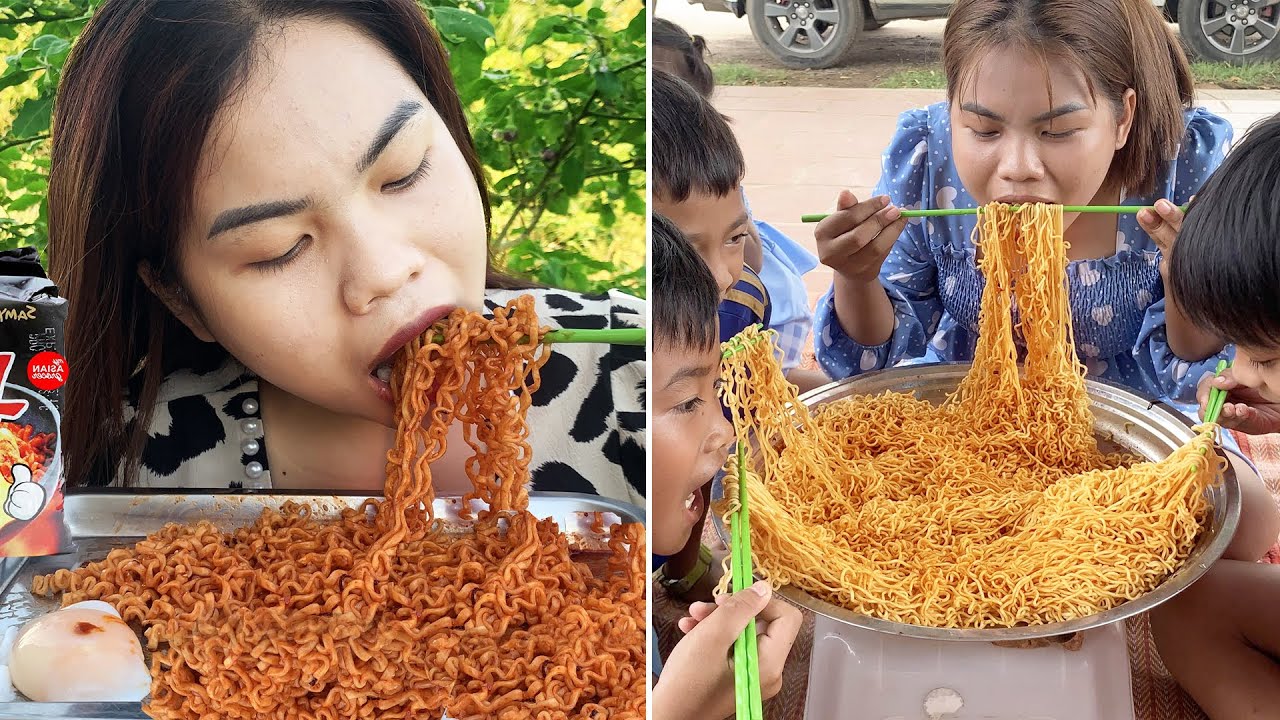 mukbang spicy noodles, eating show noodles and spicy noodle challenge ...